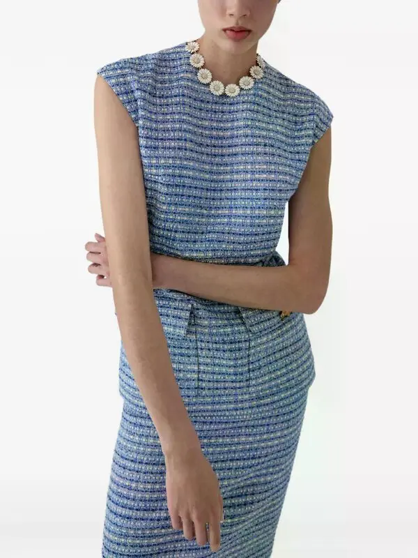 Carolina Herrera Tweed Pencil Midi Skirt