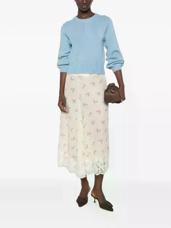 ALLUDE Ribbed-knit Crew Neck Sweater