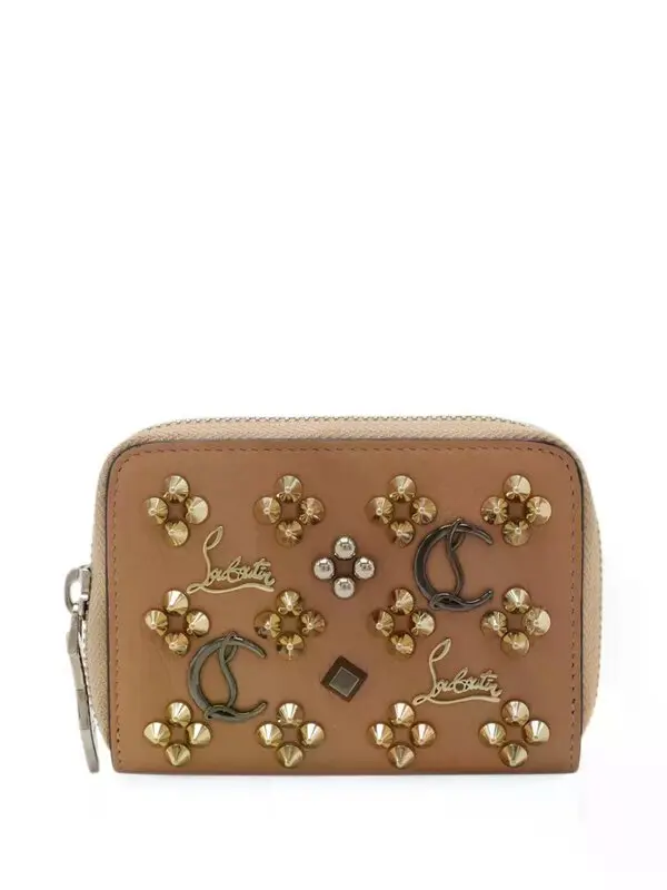 CHRISTIAN LOUBOUTIN 2010-2026 Studded Leather Panettone Coin Pouch - Brown