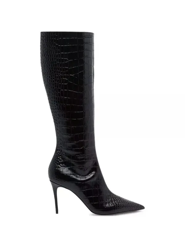 Paris Texas Vera Croc-effect Stiletto Boots - Black