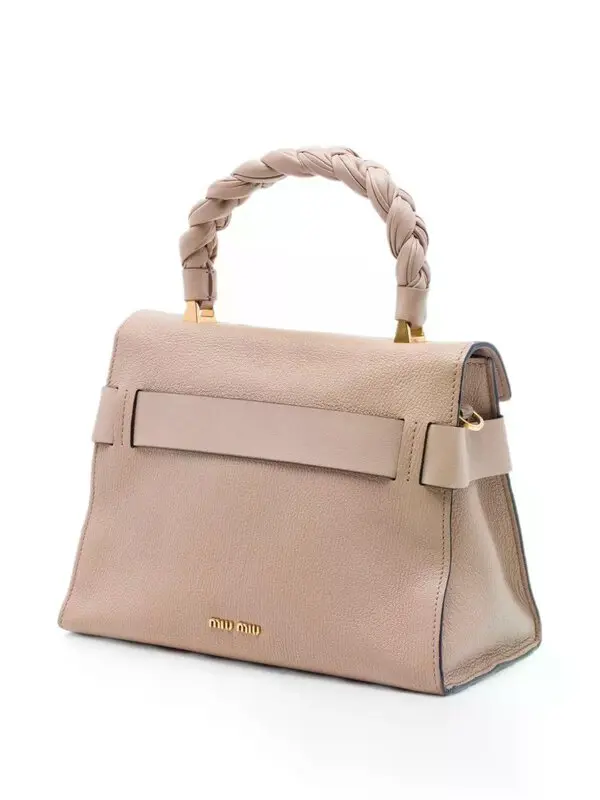 Miu Miu Goatskin Madras Click Top Handle Bag Satchel - Brown