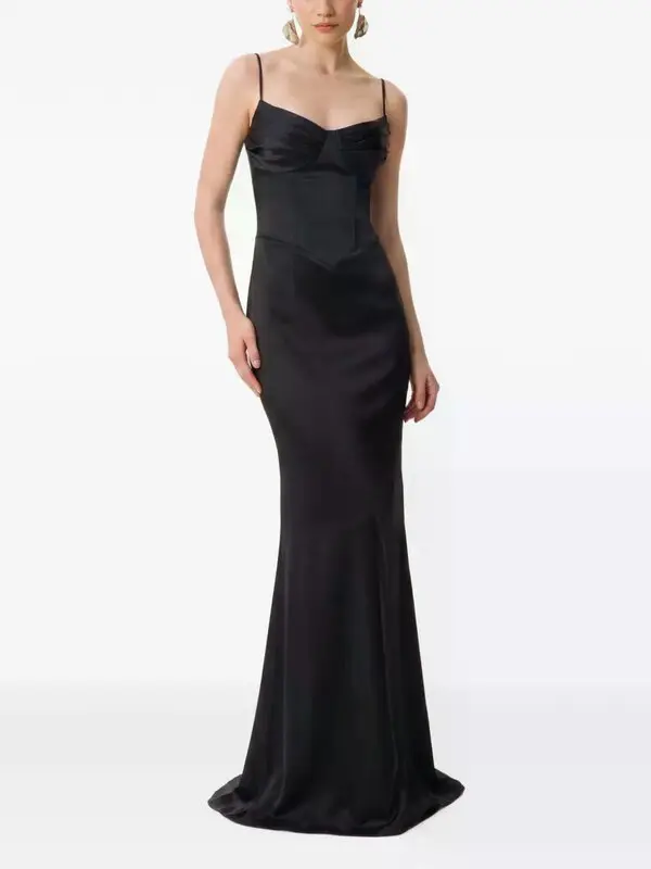 FRAMBOISE Corset Satin Gown - Black