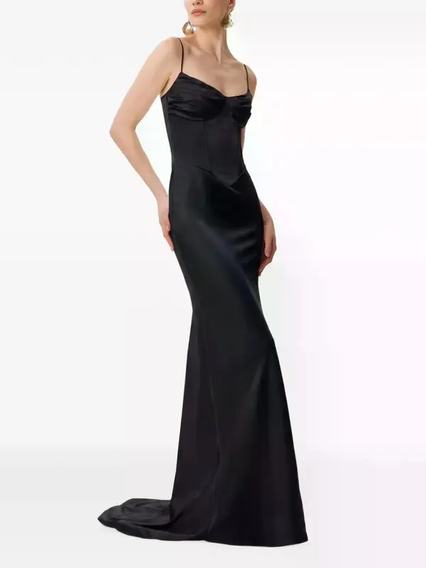 FRAMBOISE Pavia Corset-style Satin Maxi Dress