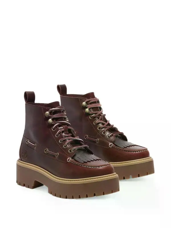 Timberland Leather Platform Ankle Boots With Kiltie Fringe