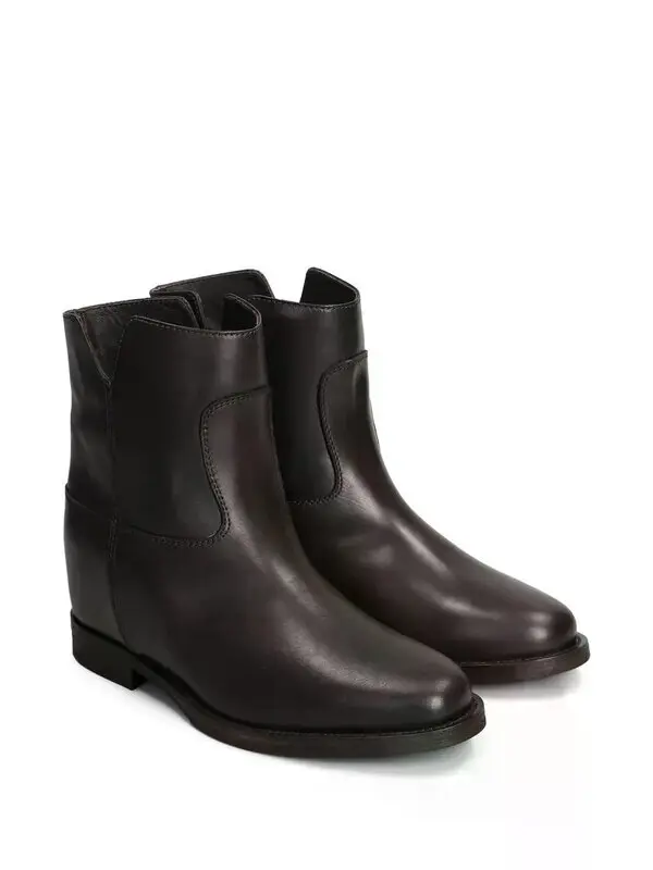 VIA ROMA 15 Leather Ankle Boots With Inside Wedge Heel