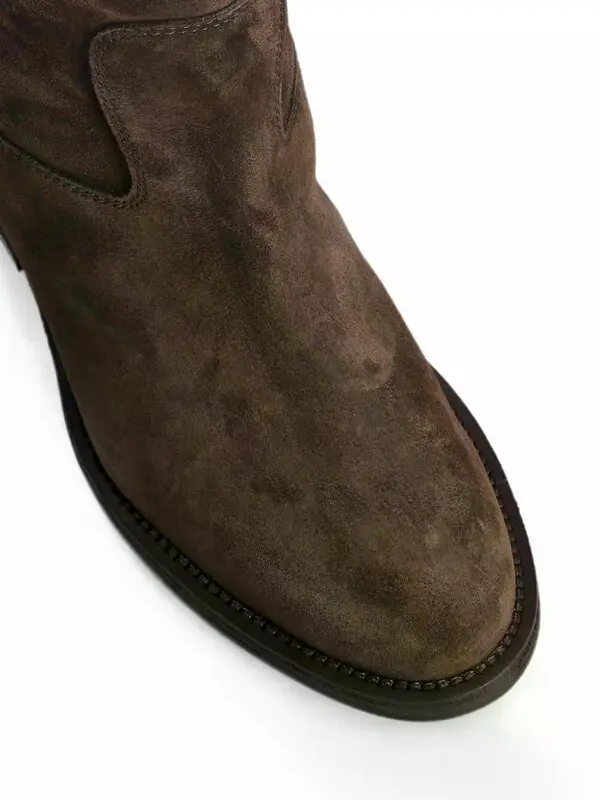 VIA ROMA 15 Suede Knee-high Boots With Internal Wedge Heel