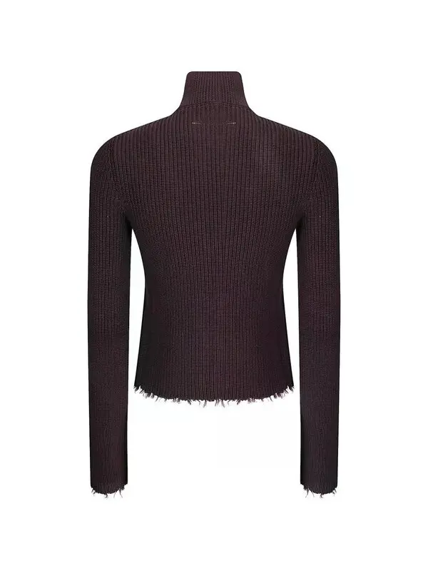 MAISON MARGIELA Ribbed Cotton Zip Cardigan - Brown