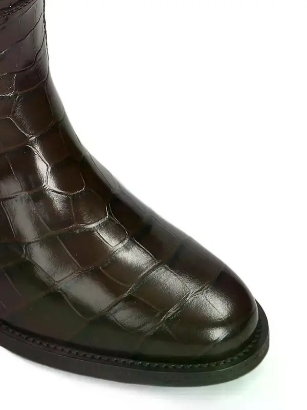 VIA ROMA 15 Croc-effect Internal Wedge-heel Ankle Boots