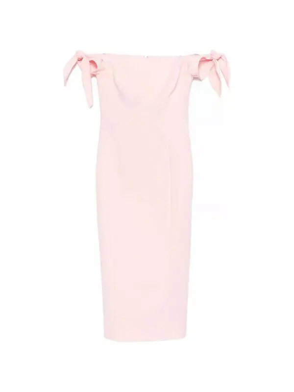 Carolina Herrera Off-shoulder Bow Detail Midi Dress - Pink