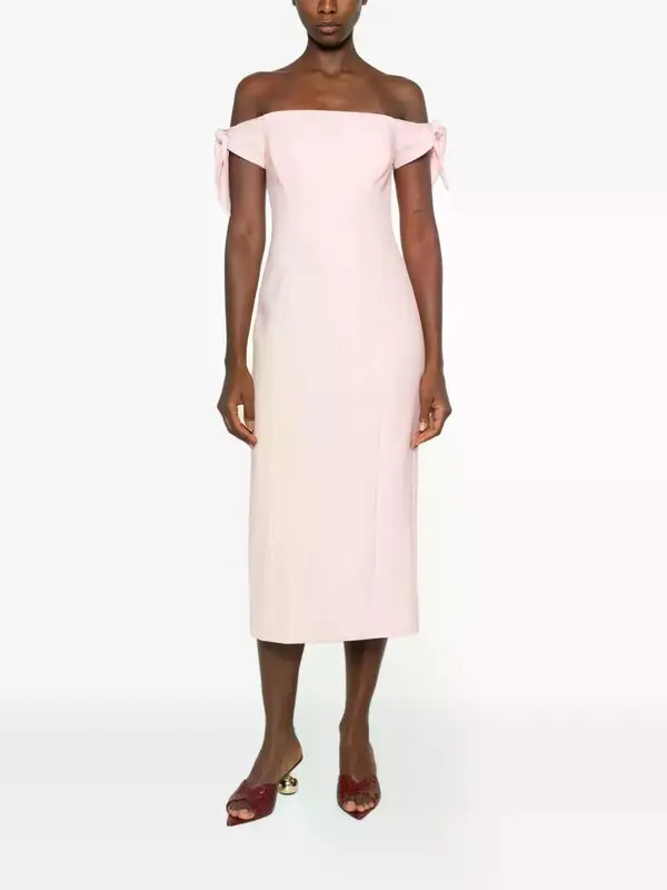Carolina Herrera Off-shoulder Bow Detail Midi Dress - Pink
