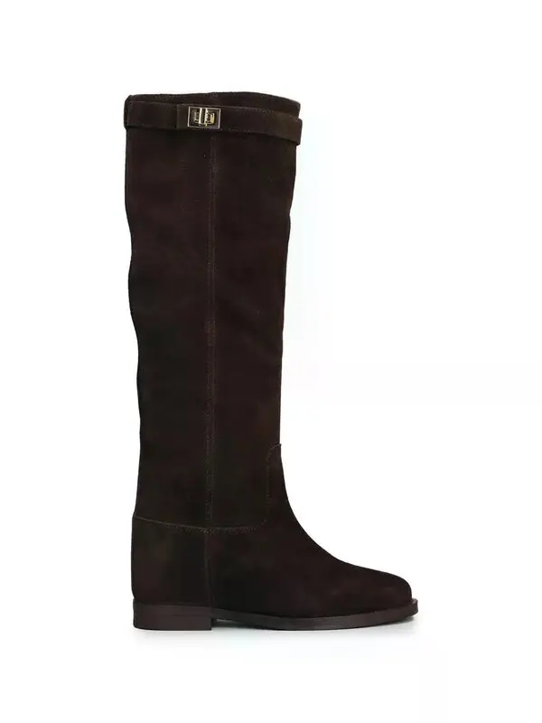 VIA ROMA 15 Suede Inner-wedge Knee-high Boots - Brown