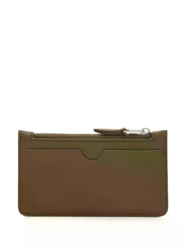 AMI Paris Zipped Cowhide Leather Card Holder With De Coeur - Green