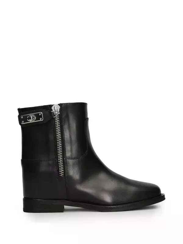 VIA ROMA 15 Zip-fastening Internal Wedge-heel Ankle Boots - Black