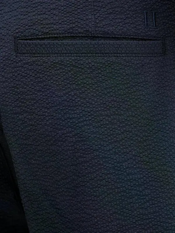 LES DEUX Seersucker Textured Logo Embroidered Shorts
