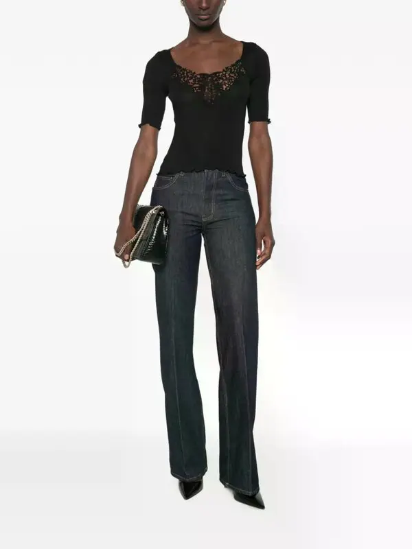 Saint Laurent Lace-trim Ribbed Top