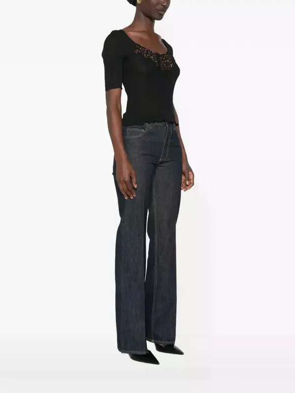 Saint Laurent Lace-trim Ribbed Top