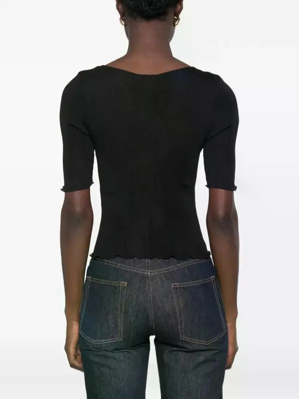 Saint Laurent Lace-trim Ribbed Top