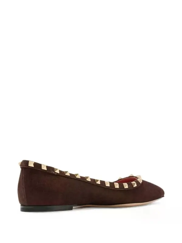 Valentino Garavani Rockstud Pointed-toe Ballet Flats - Brown