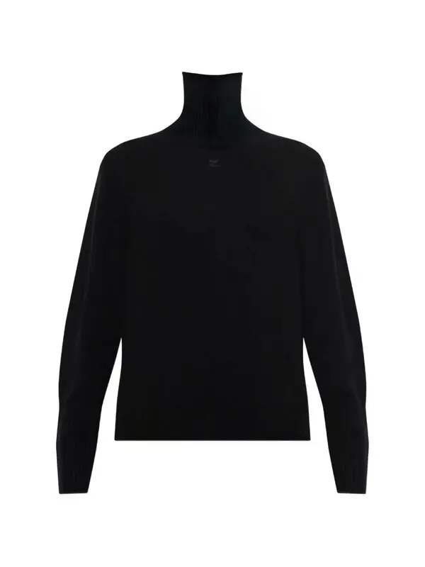 COURREGES Lambswool Zipped Collar Sweater - Black