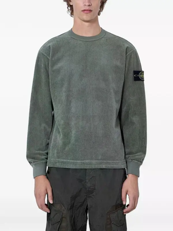 Stone Island 156100030 Corduroy Logo-patch Sweatshirt - Grey