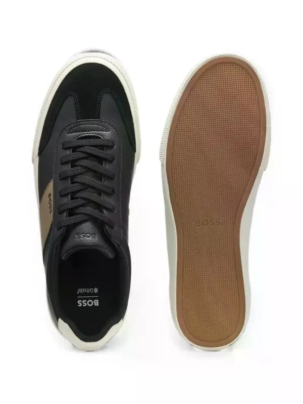 BOSS Leather-trimmed Faux Leather Trainers