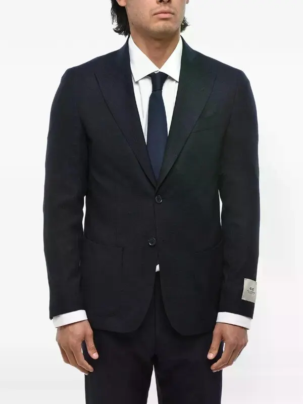 Corneliani Single-breasted Wool Blazer - Blue