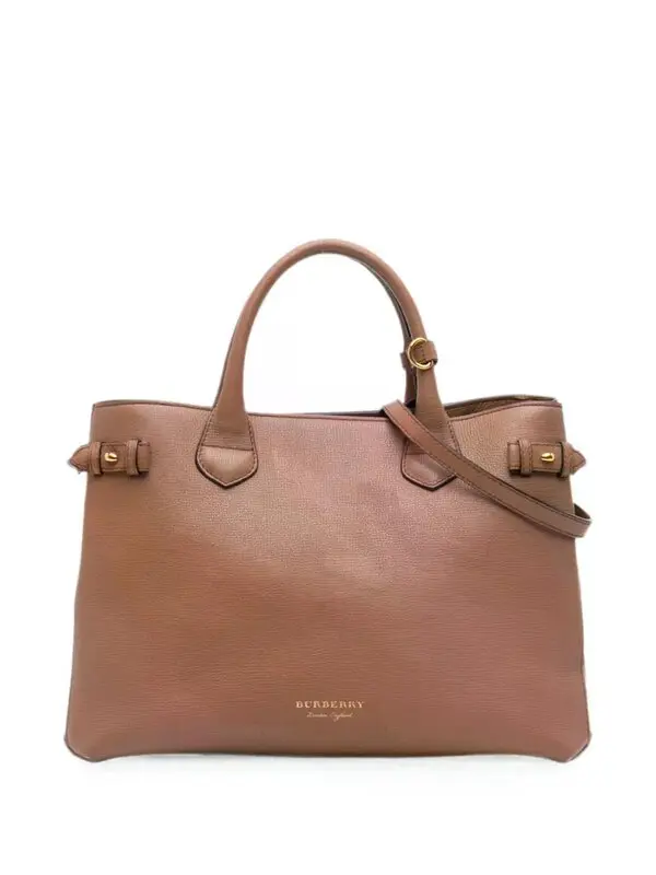 Burberry Leather And House Check Banner Satchel - Brown