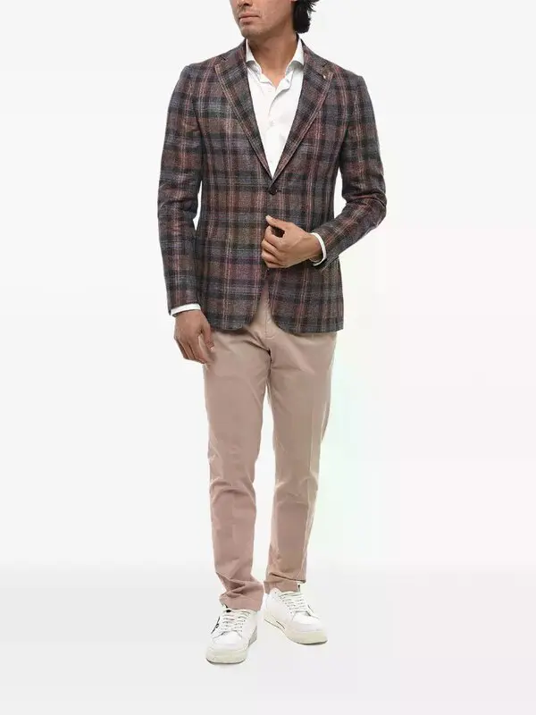 Corneliani Tartan-print Linen-blend Blazer