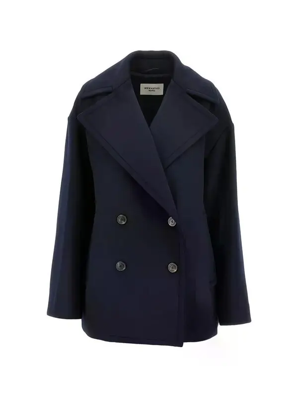 Max Mara Double-sided Wool Double-breasted Pea Coat Navy - Blue