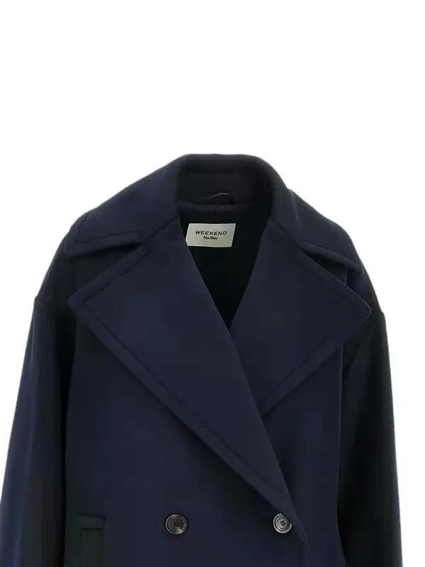 Max Mara Double-sided Wool Double-breasted Pea Coat Navy