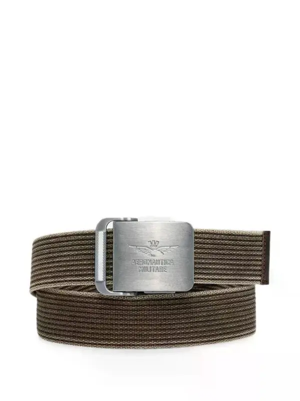 AERONAUTICA MILITARE Logo-engraved Woven Belt - Green