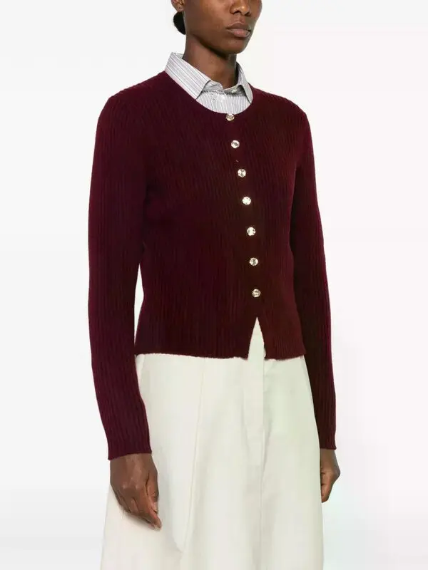 ALLUDE Ribbed Knit Button-up Cardigan