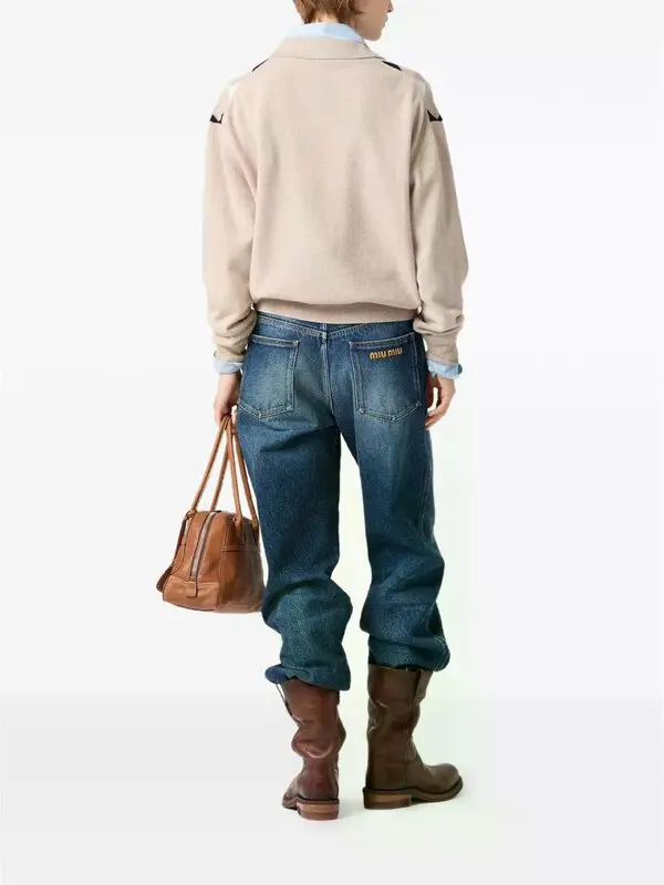 Miu Miu Argyle Cashmere Oversized Polo