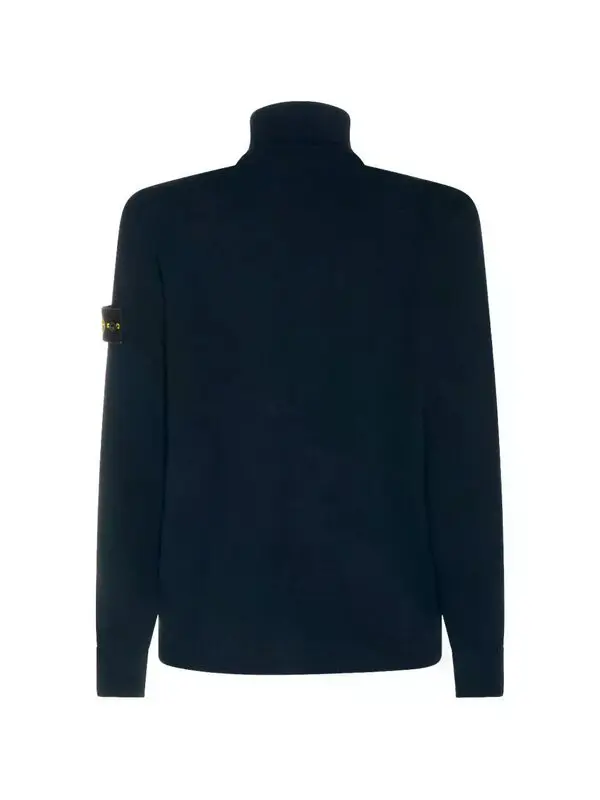 Stone Island 5100012 Rws Wool Jumper With Stand Collar And Zip Fastening - Blue