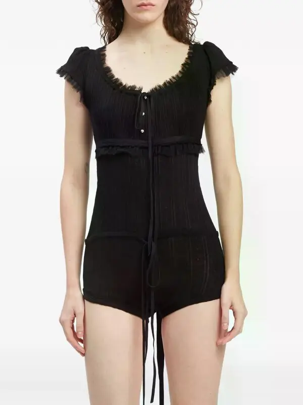 ANN DEMEULEMEESTER Eila Ruffled Jacquard-jersey Playsuit - Black