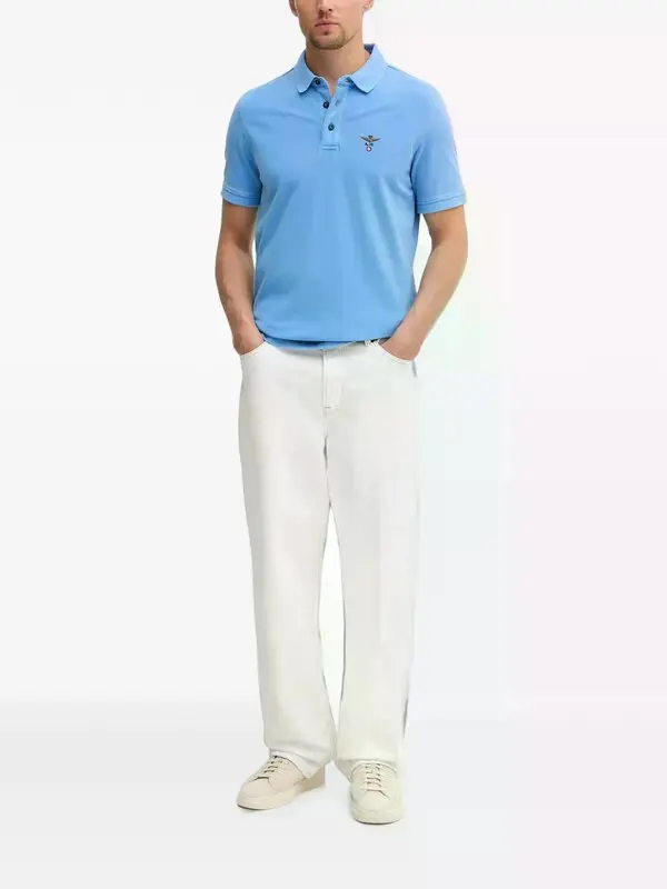 AERONAUTICA MILITARE Logo-embroidered Piqué Polo Shirt - Blue
