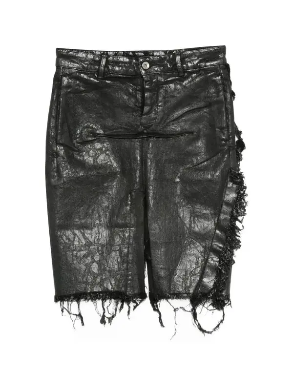 Rick Owens Distressed Sliced Denim Mini Skirt