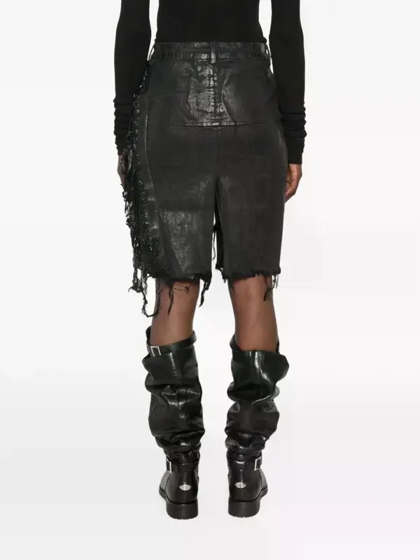 Rick Owens Distressed Sliced Denim Mini Skirt