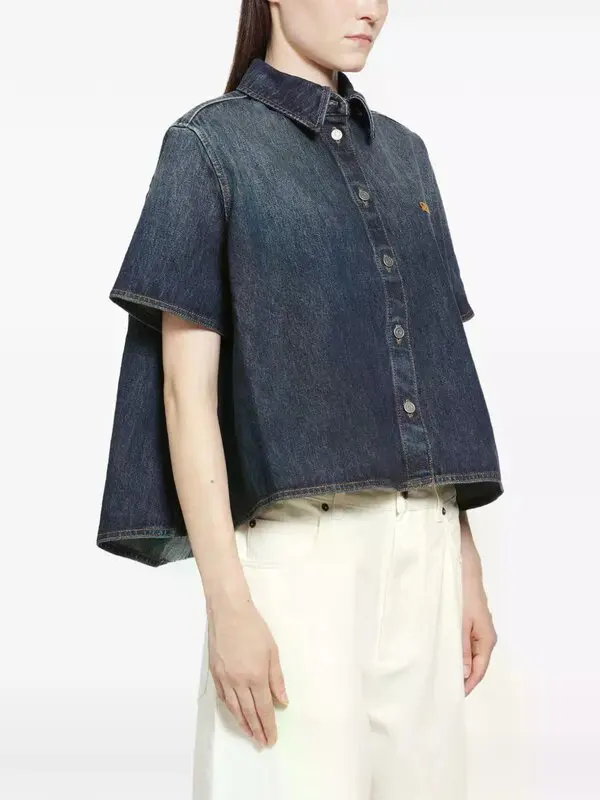 Loewe Short Sleeve Anagram Embroidered Shirt - Blue
