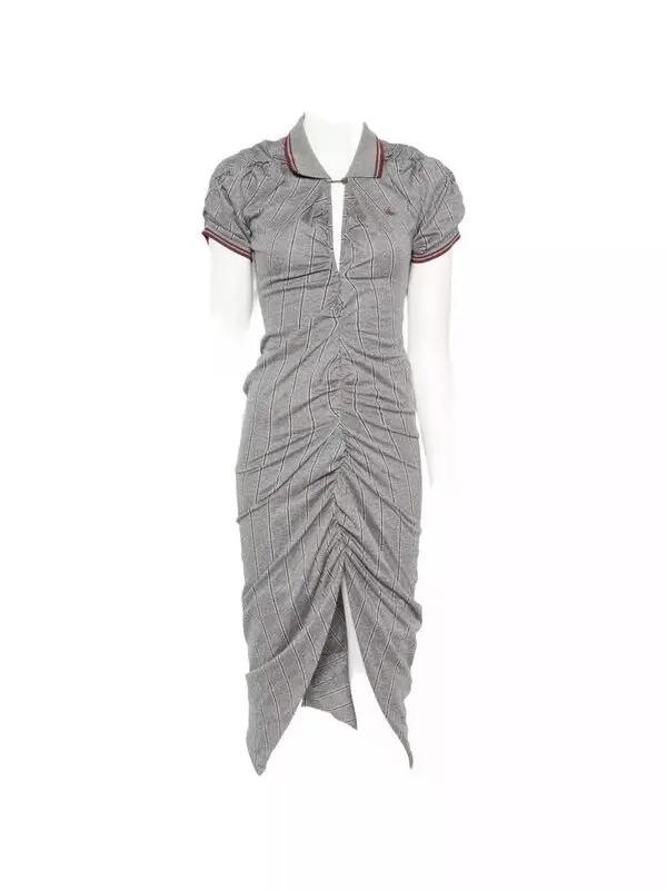 VIVIENNE WESTWOOD Pulling Ruched Asymmetric Midi Dress - Grey