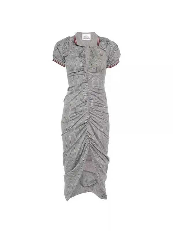 VIVIENNE WESTWOOD Ruched Asymmetric Midi Dress - Grey