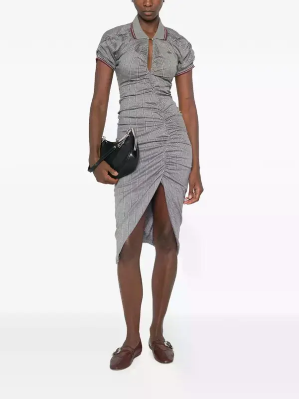 VIVIENNE WESTWOOD Ruched Asymmetric Midi Dress - Grey