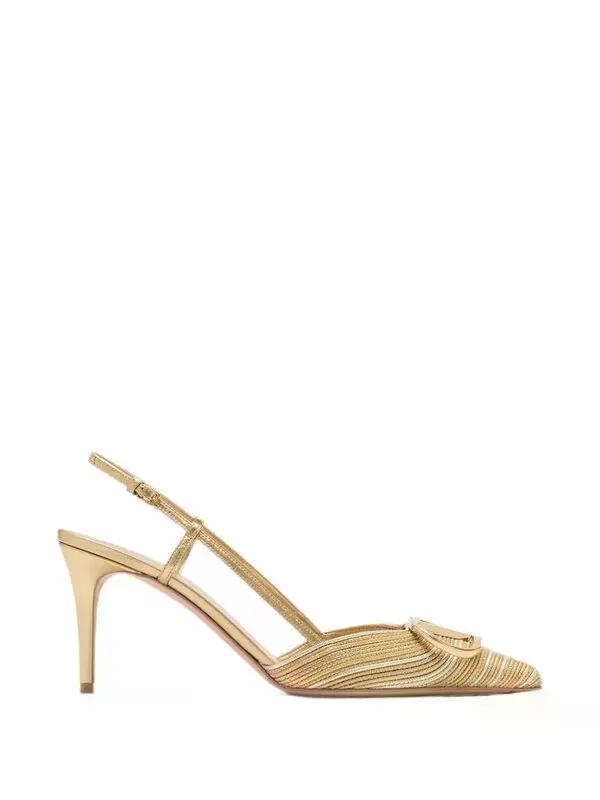 Valentino Garavani Vlogo Signature Slingback Sandals - Gold