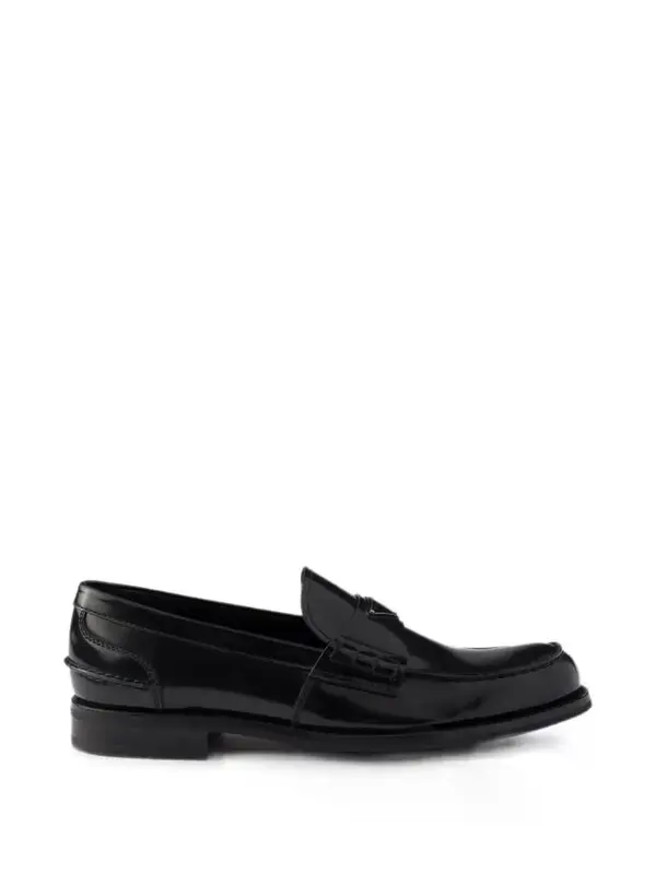 Prada Brushed Leather Loafers - Black