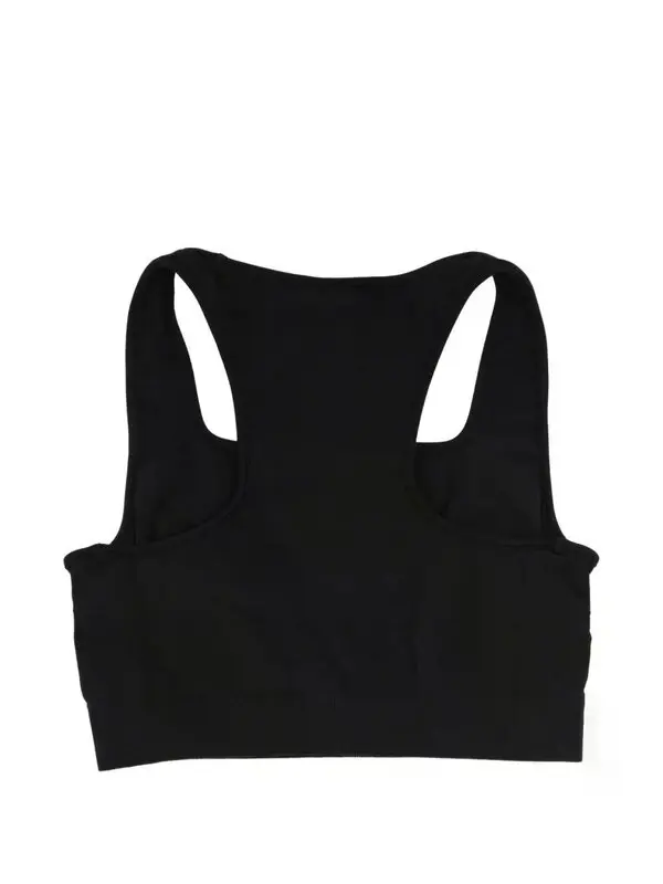 PANGAIA Logo-print Racerback Sports-bra - Black