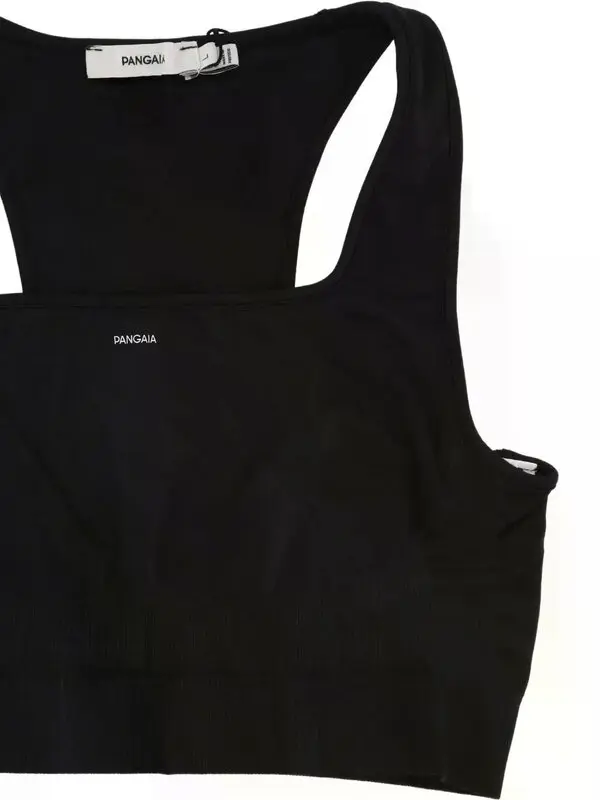 PANGAIA Logo-print Racerback Sports-bra - Black