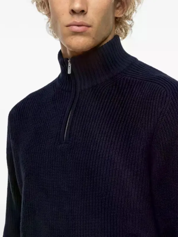 Karl Lagerfeld Half-zip Ribbed-knit Sweater