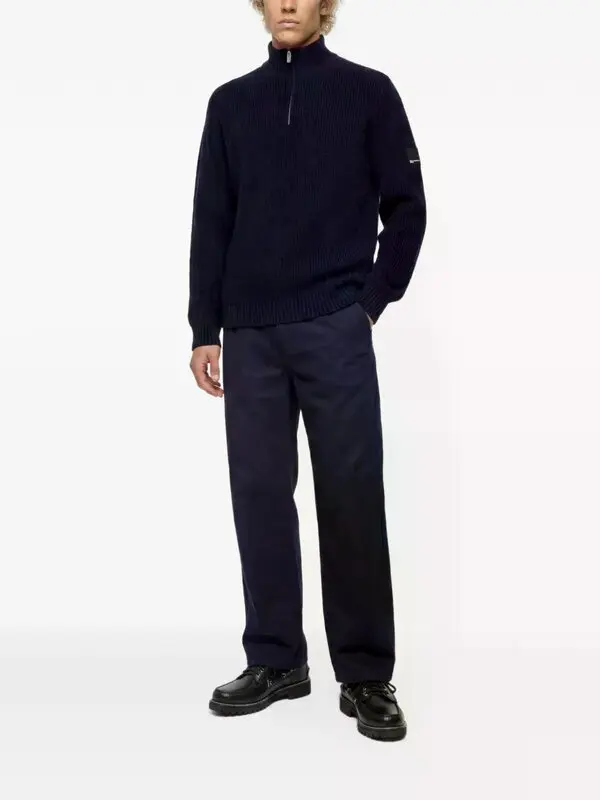 Karl Lagerfeld Half-zip Ribbed-knit Sweater - Blue