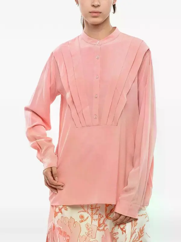 Stella McCartney Pleated Mandarin-collar Blouse - Pink