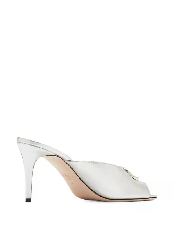 Valentino Garavani Vlogo Signature Metallic Leather Stiletto Sandals - Silver